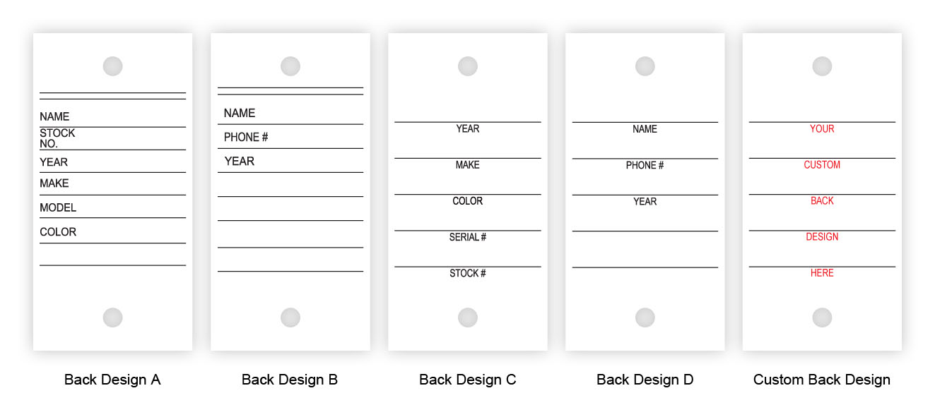 Custom Printed Full Color White Key Tags (Package of 250)